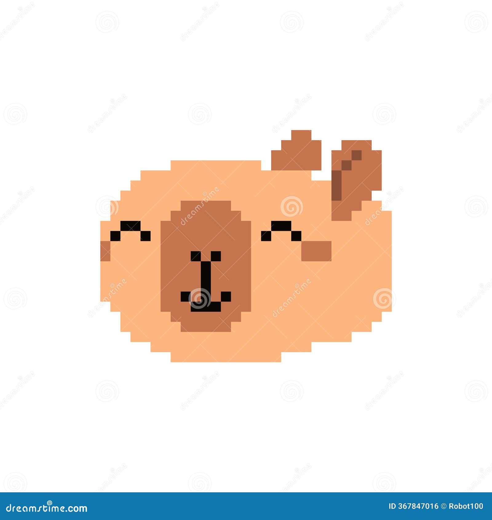 Capybara Pixel Art. 8 Bit Capybara Face Vector Illustration ...