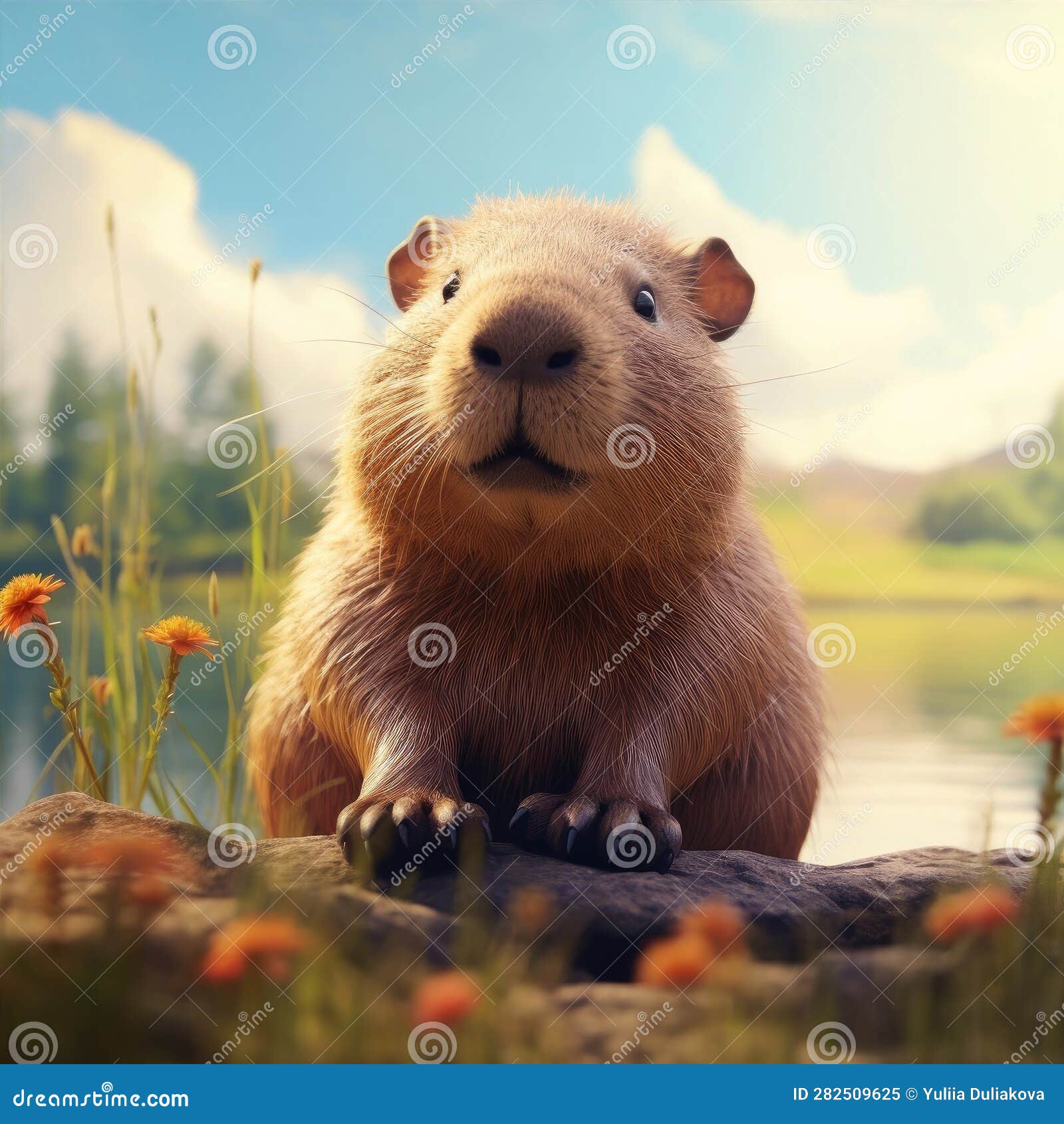 Capybara, Portrait of One Single Capybara, Posing Picture, Generative ...