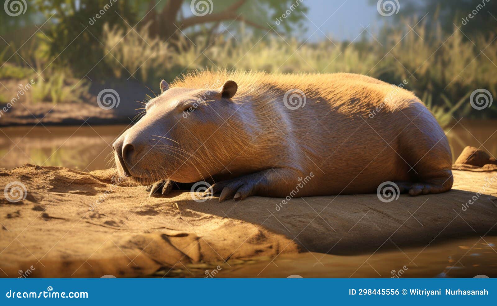 Capybara Resting On Shore Of Sea Or River Animals Theme Hydrochoerus ...