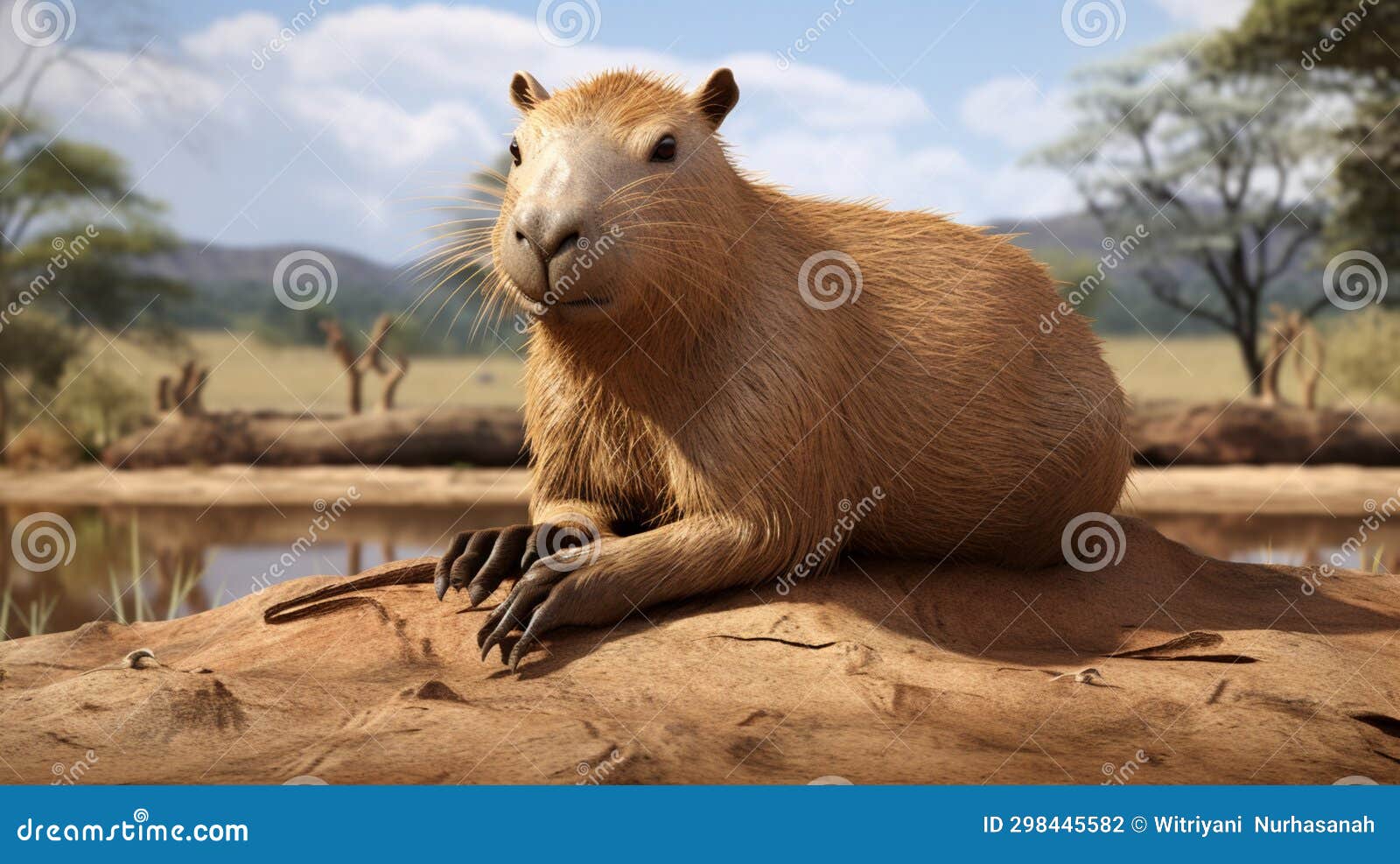 Capybara Resting On Shore Of Sea Or River Animals Theme Hydrochoerus ...