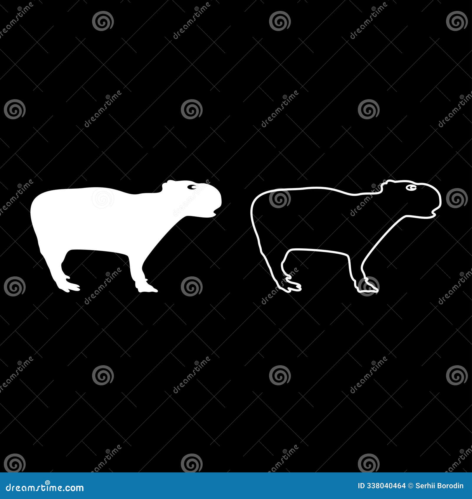 Capybara Set Icon White Color Vector Illustration Image Solid Fill ...