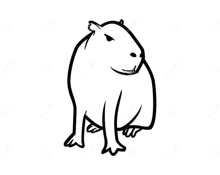Capybara Sits Upright Side View Illustration Visualized with Silhouette ...