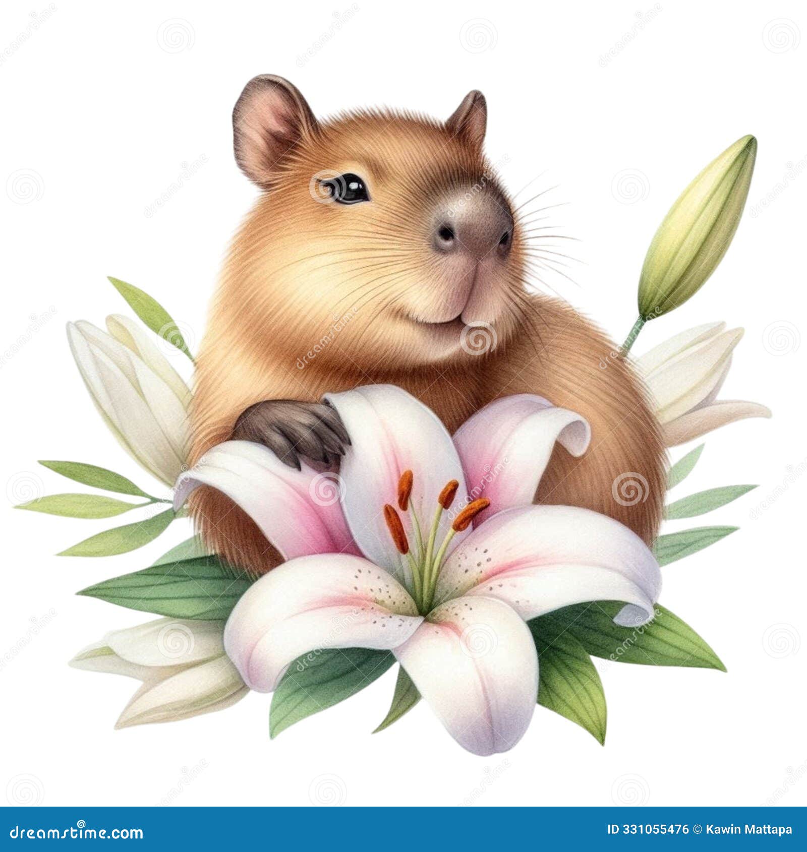 Capybara Sitting Down, Line Drawing Cartoon Vector | CartoonDealer.com ...