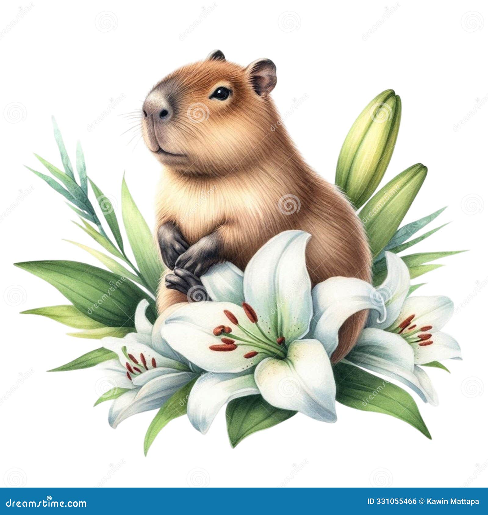 Capybara Sitting Down, Line Drawing Cartoon Vector | CartoonDealer.com ...