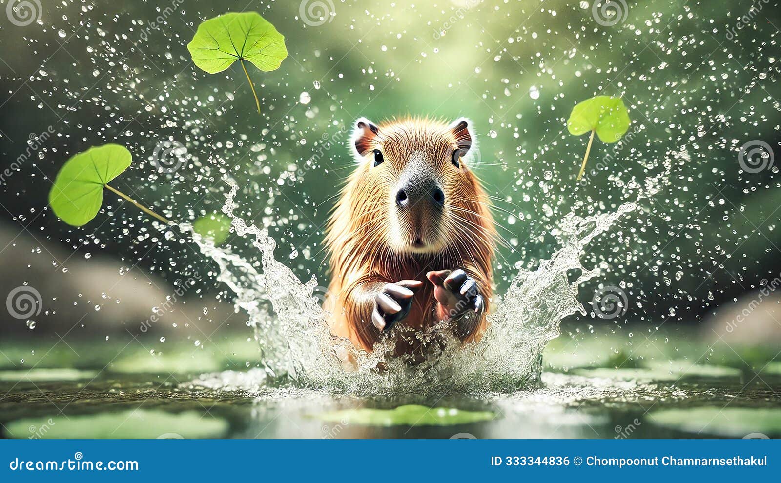 Capybara Splashing Water with Its Paws Stock Illustration ...