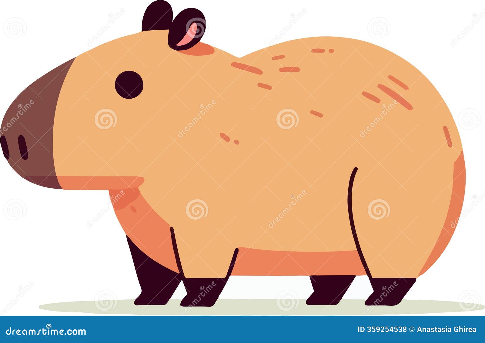Capybara Standing in Side Profile View. Flat Vector Illustration ...