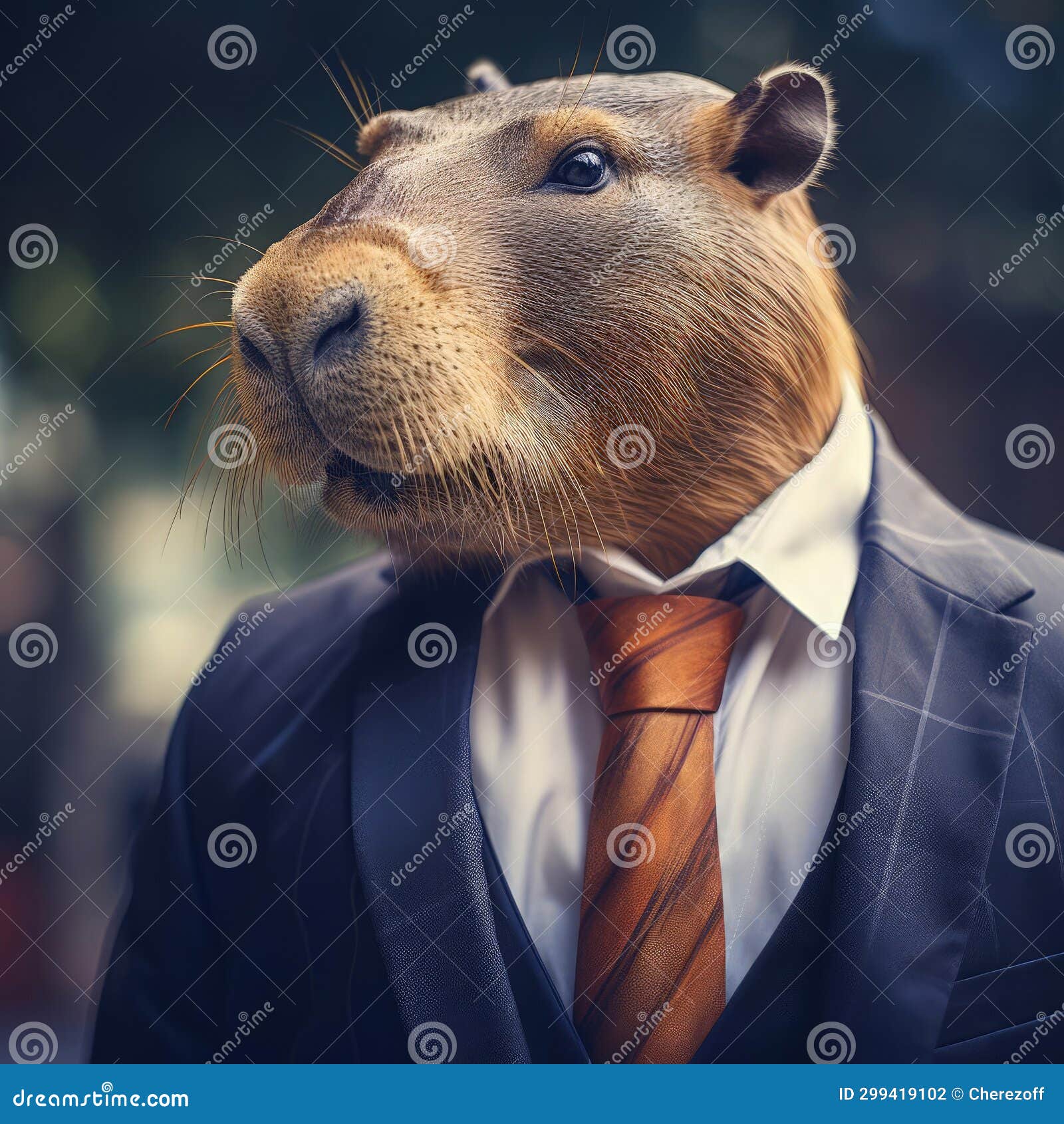 Capybara in suit and tie stock illustration. Illustration of suit ...