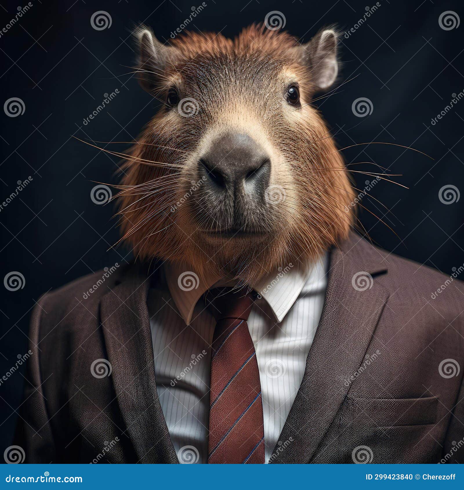 Capybara in suit and tie stock photo. Image of design - 299423840