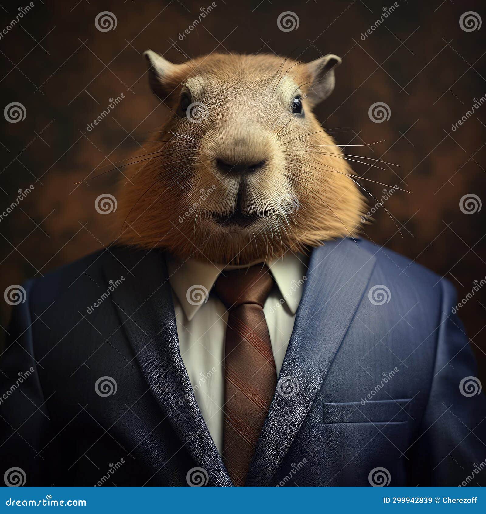 Capybara in suit and tie stock illustration. Illustration of sticker ...