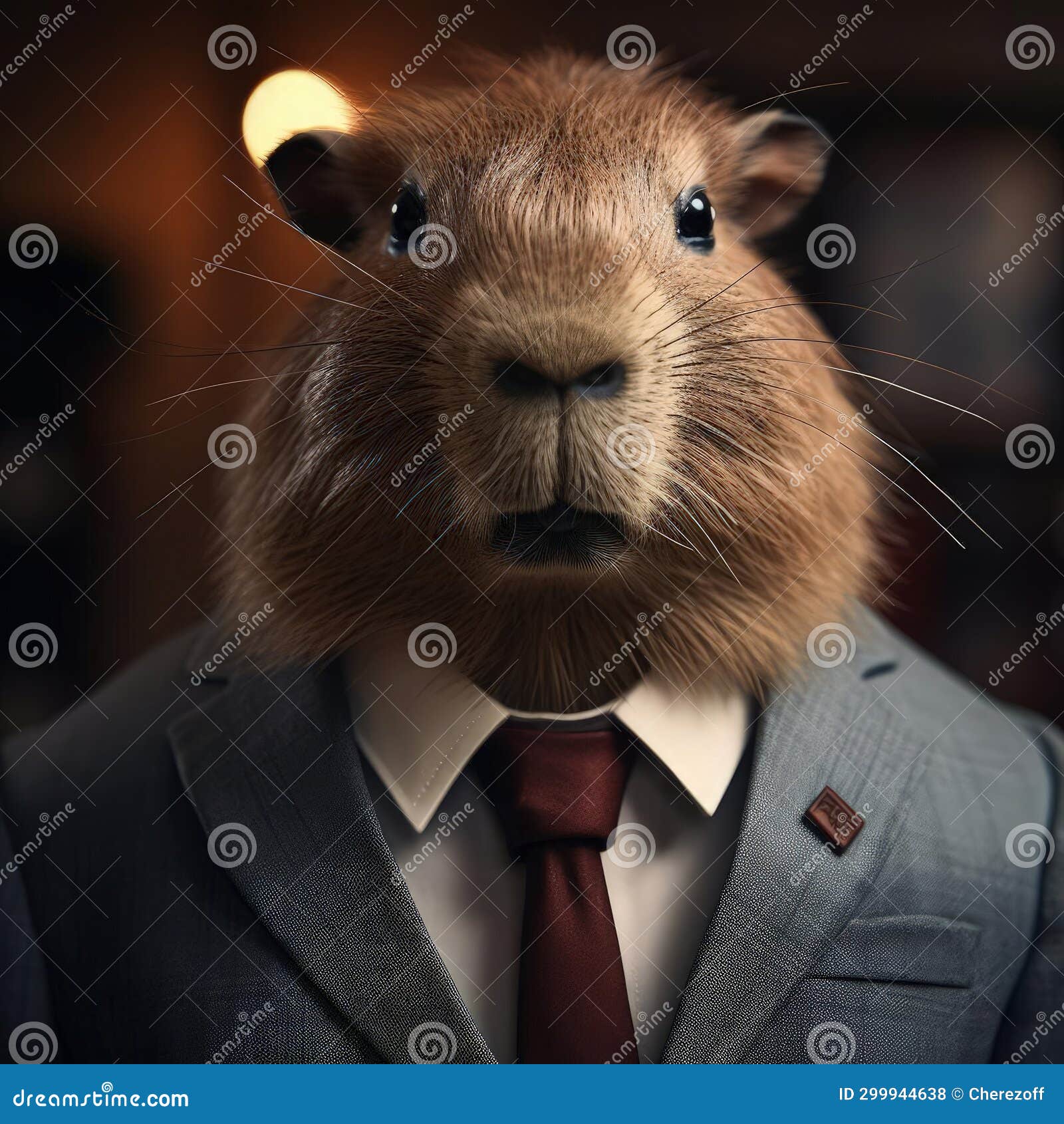 Capybara in suit and tie stock photo. Image of character - 299944638