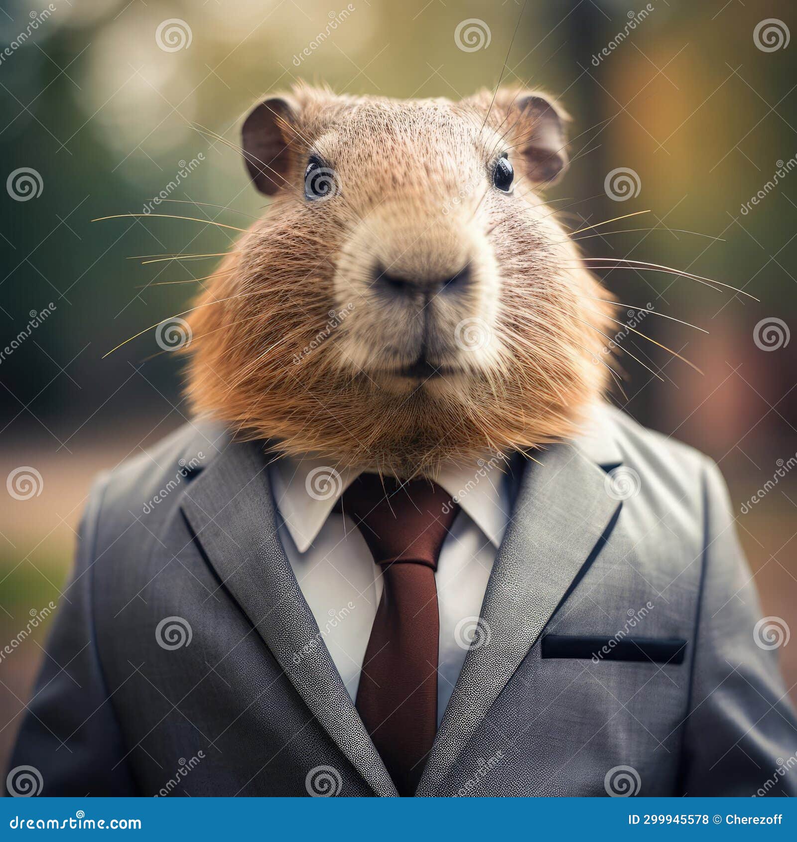 Capybara in suit and tie stock illustration. Illustration of apparel ...
