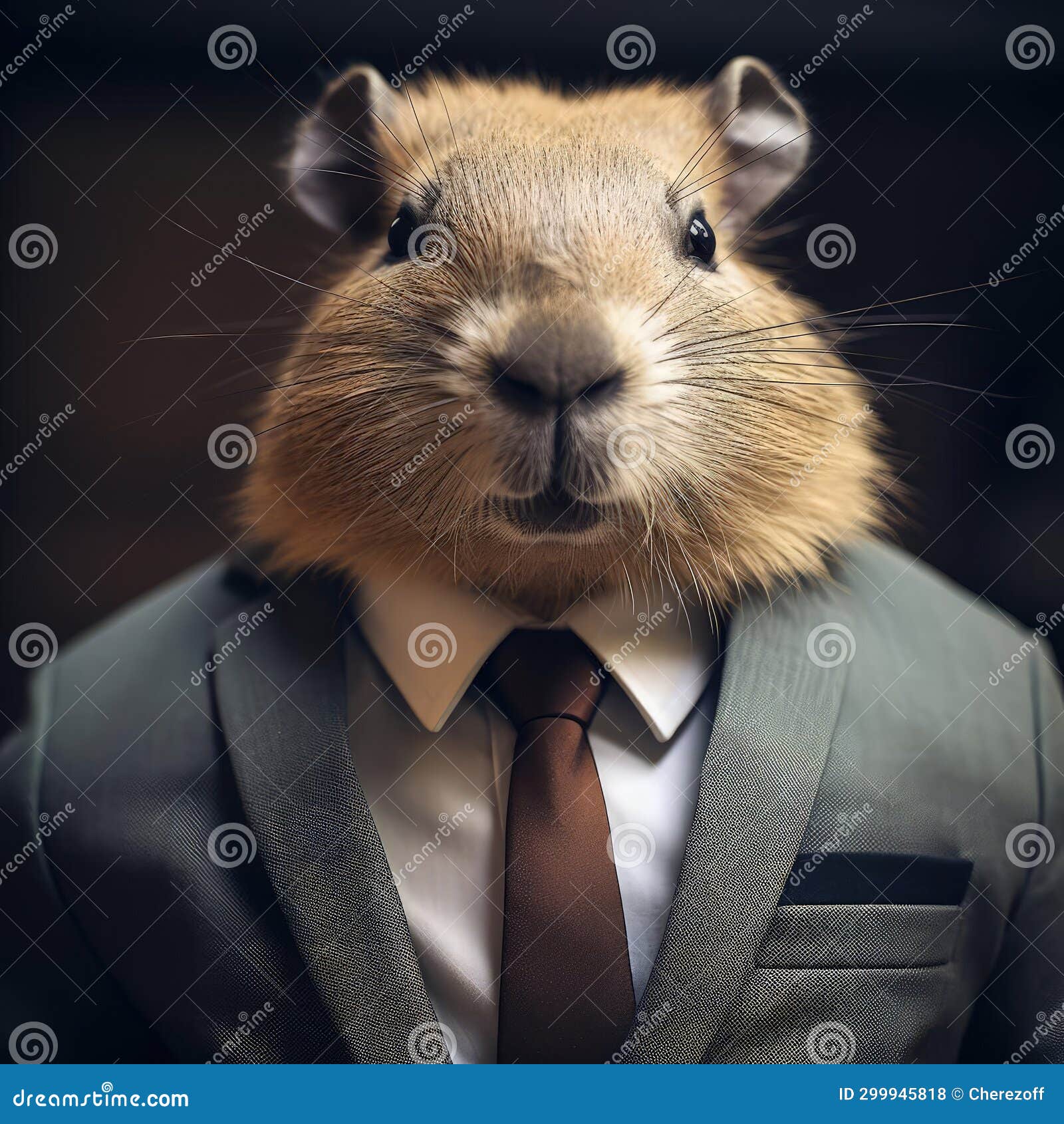 Capybara in suit and tie stock illustration. Illustration of funny ...
