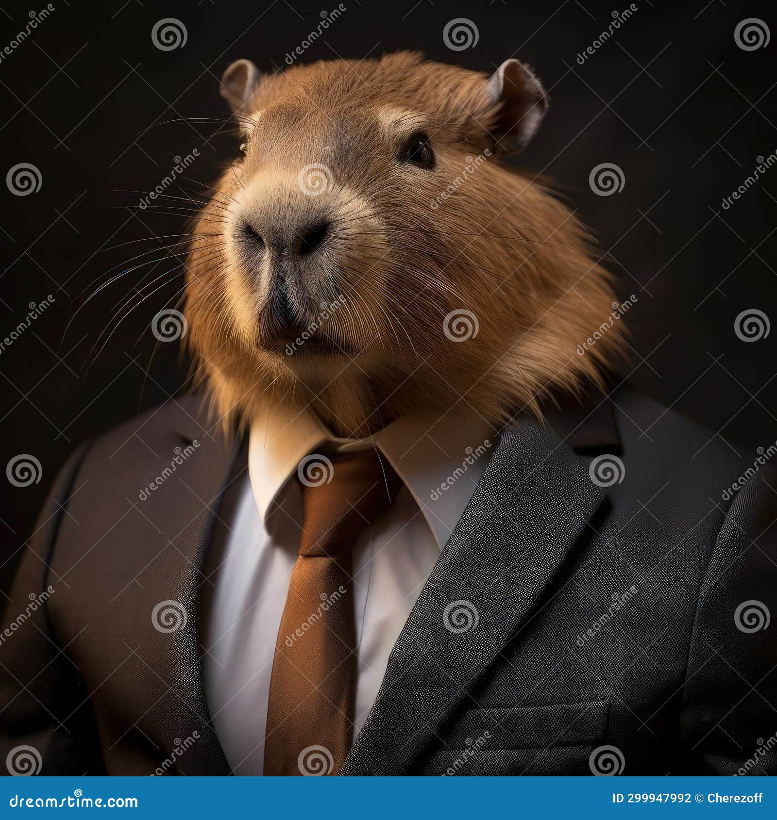 Capybara in suit and tie stock illustration. Illustration of design ...