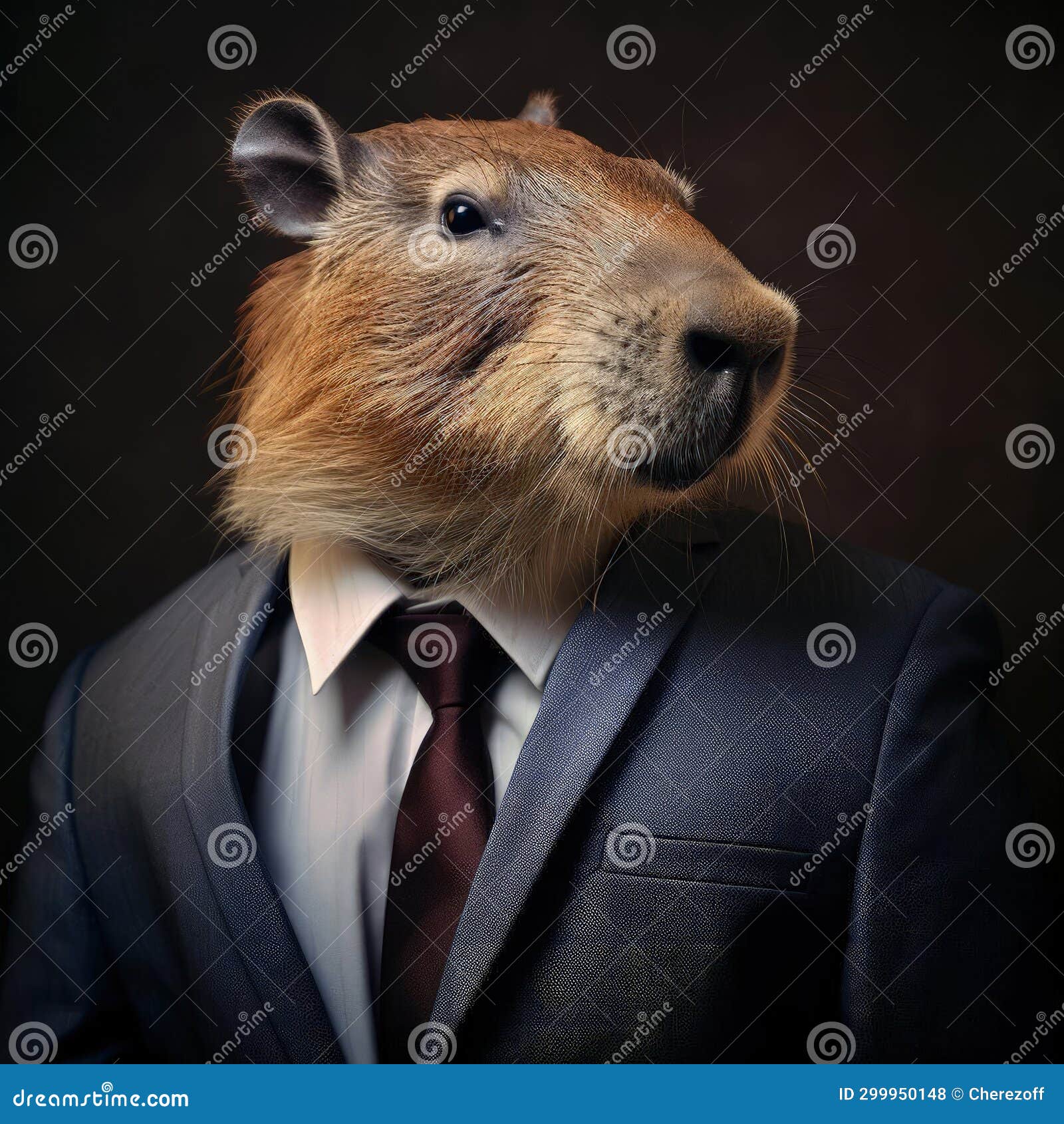 Capybara in suit and tie stock illustration. Illustration of trendy ...