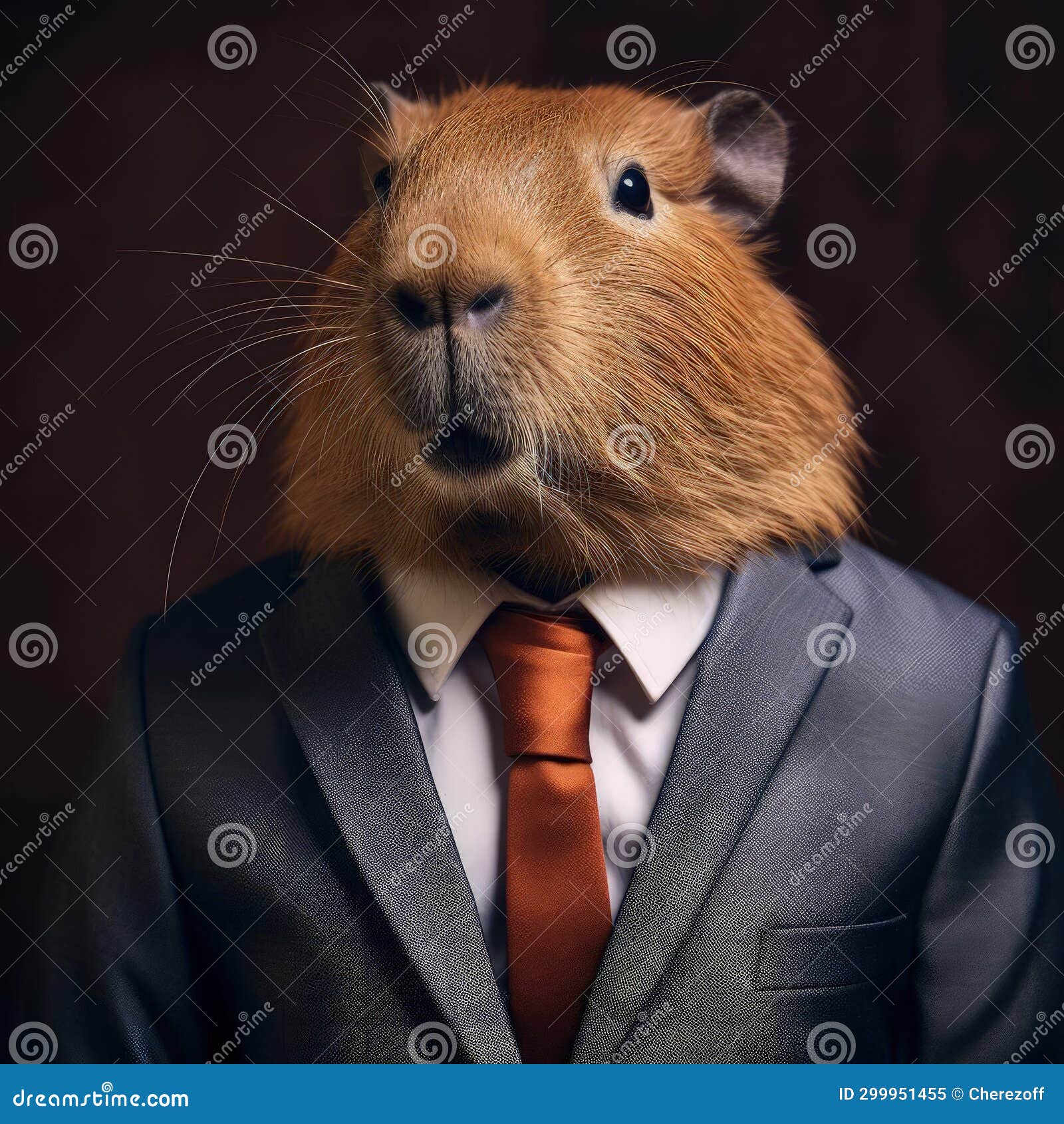 Capybara in suit and tie stock image. Image of hand - 299951455