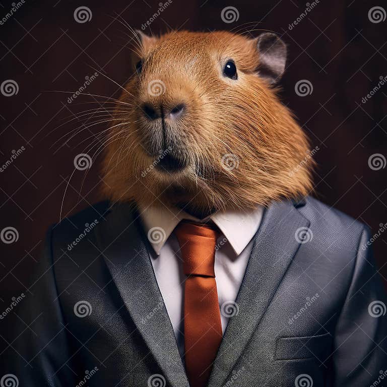 Capybara in suit and tie stock image. Image of hand - 299951455