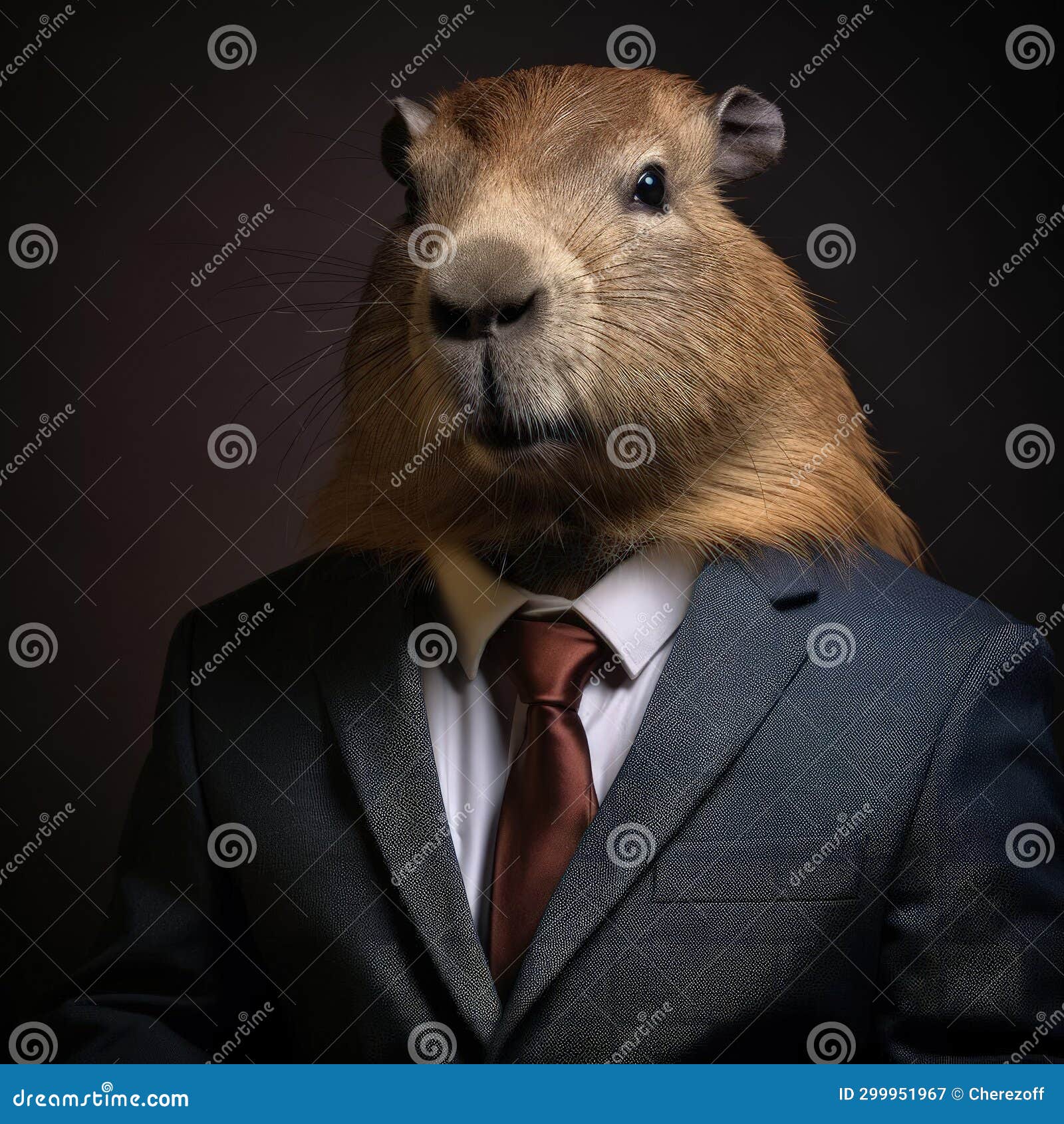 Capybara in suit and tie stock illustration. Illustration of generated ...