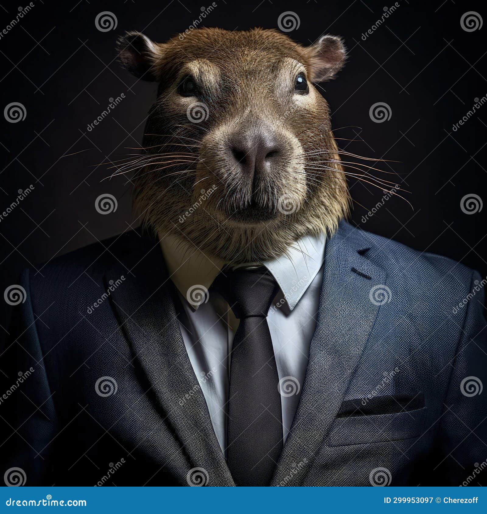 Capybara in suit and tie stock illustration. Illustration of generated ...