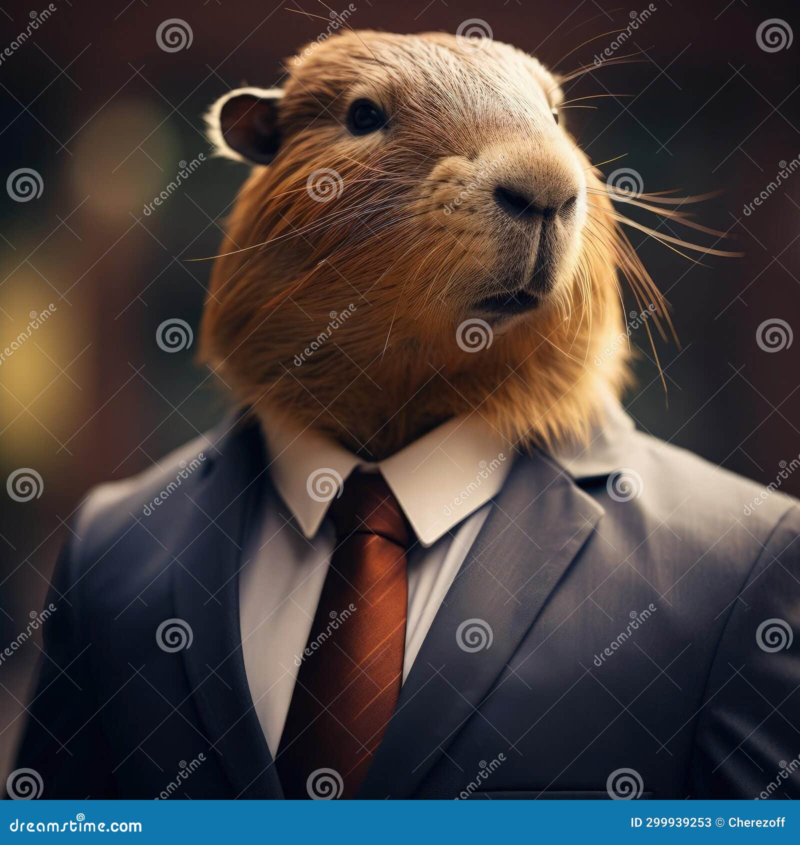 Capybara in suit and tie stock illustration. Illustration of caricature ...