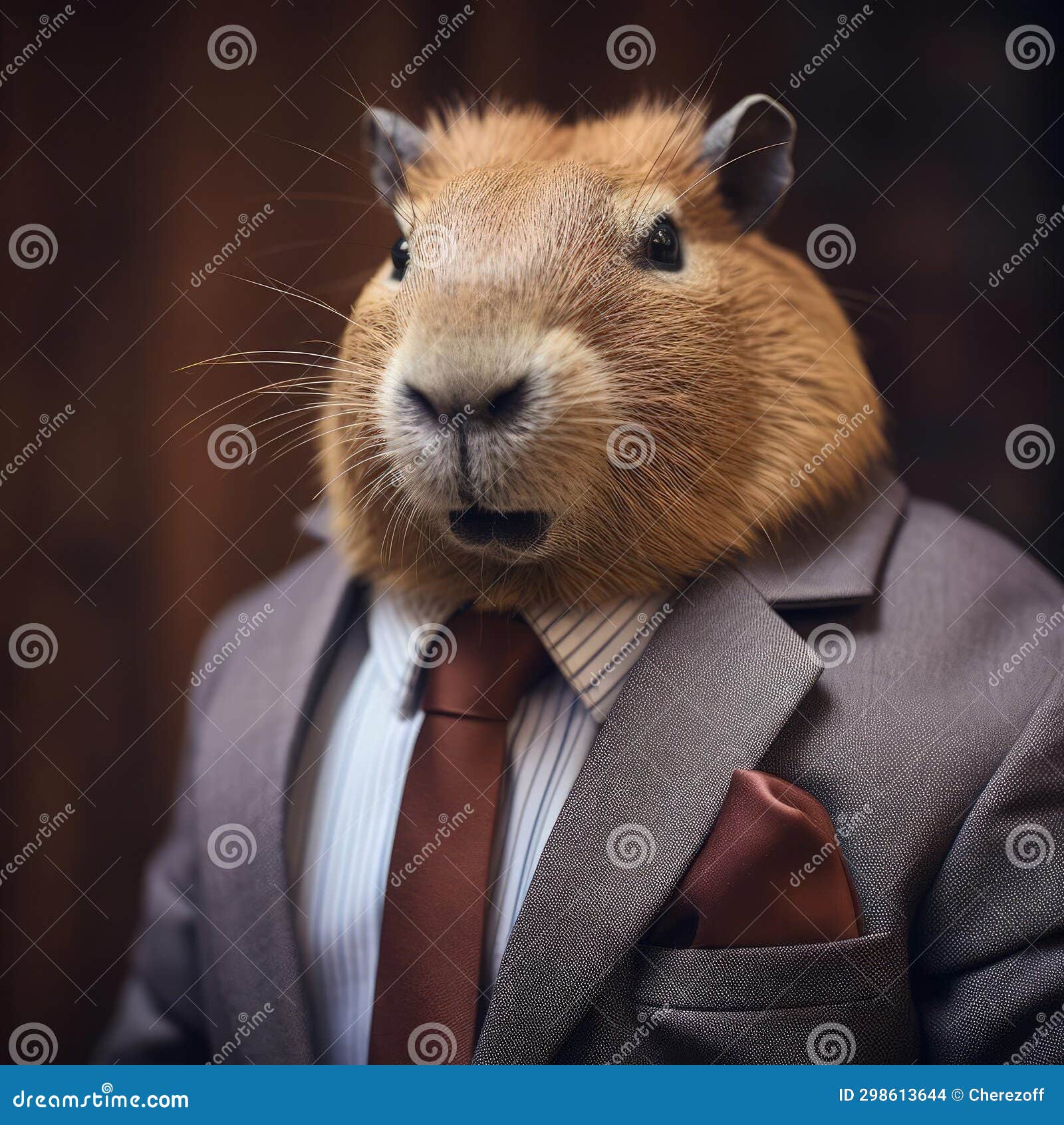 Capybara in suit and tie stock photo. Image of font - 298613644