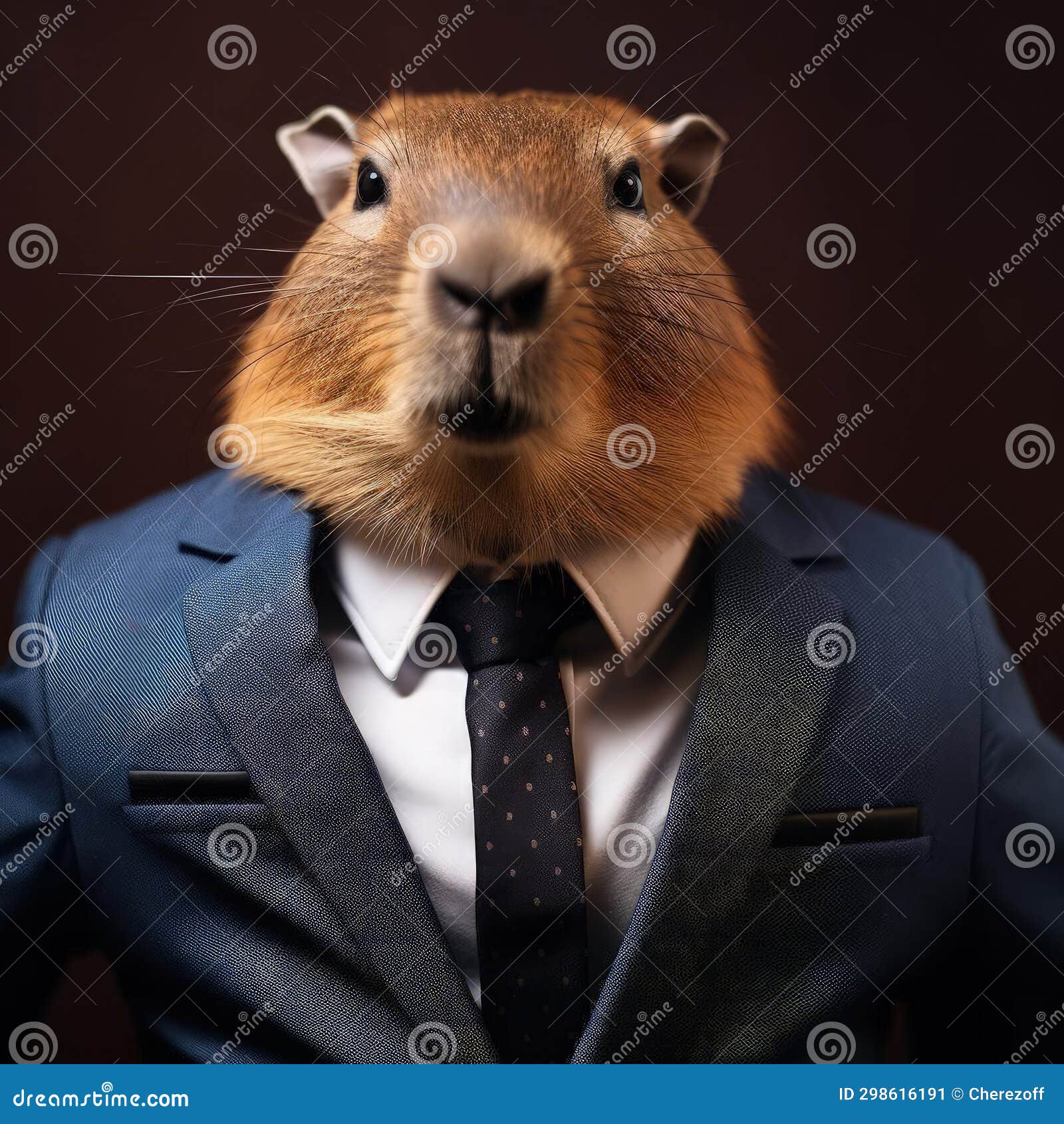 Capybara in suit and tie stock illustration. Illustration of happy ...