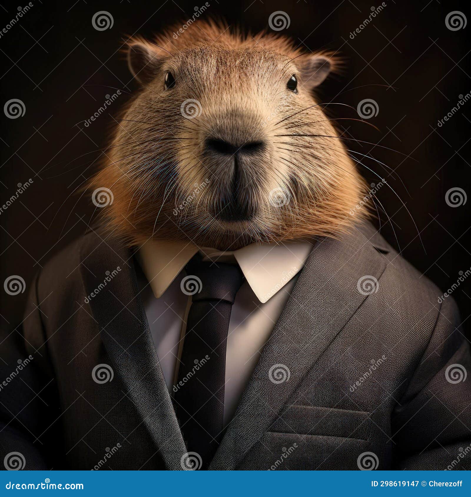 Capybara in suit and tie stock illustration. Illustration of apparel ...