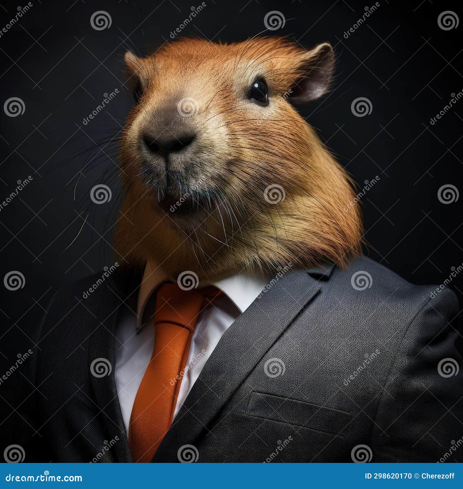 Capybara in suit and tie stock photo. Image of brown - 298620170