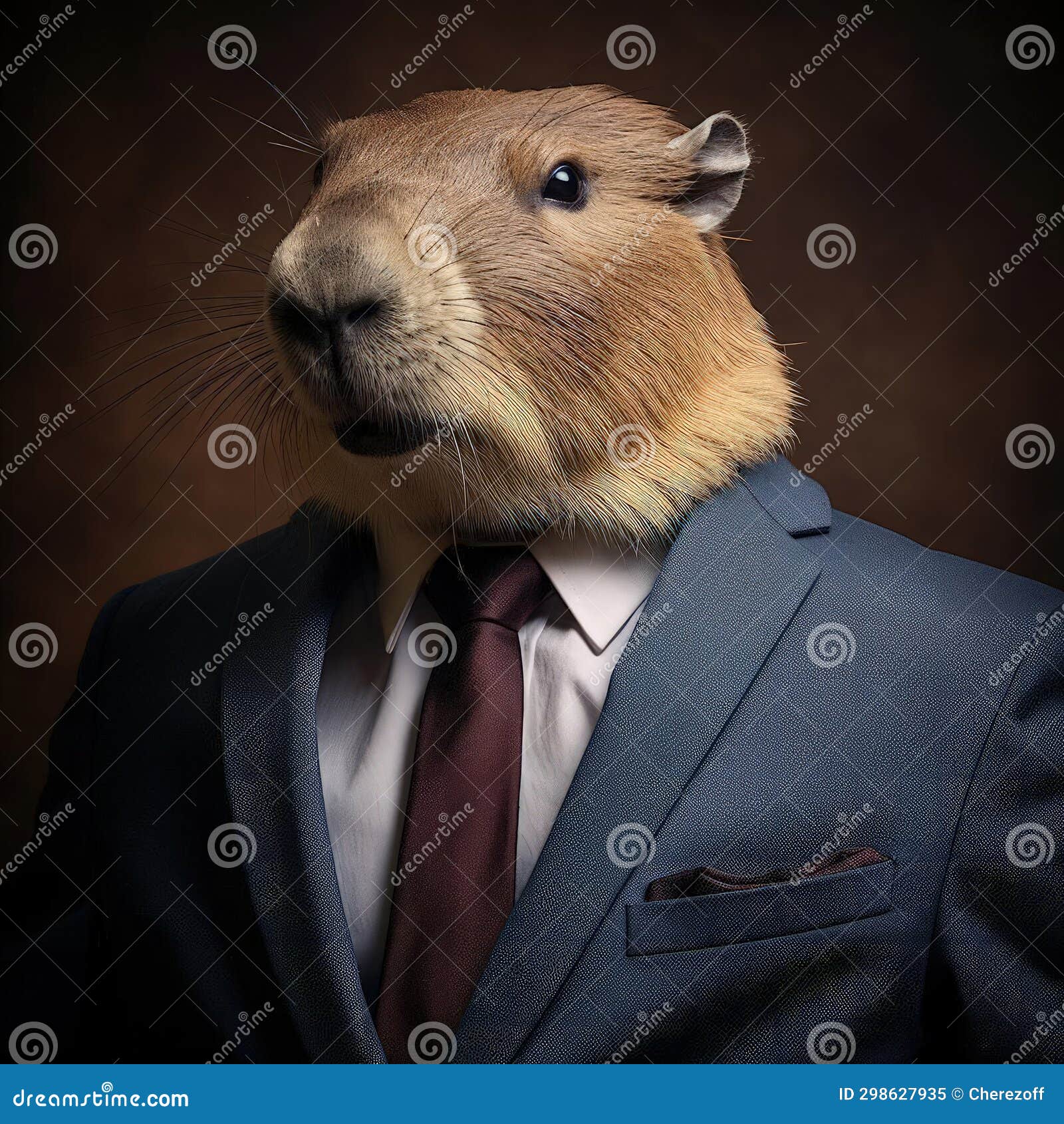 Capybara in suit and tie stock illustration. Illustration of brush ...