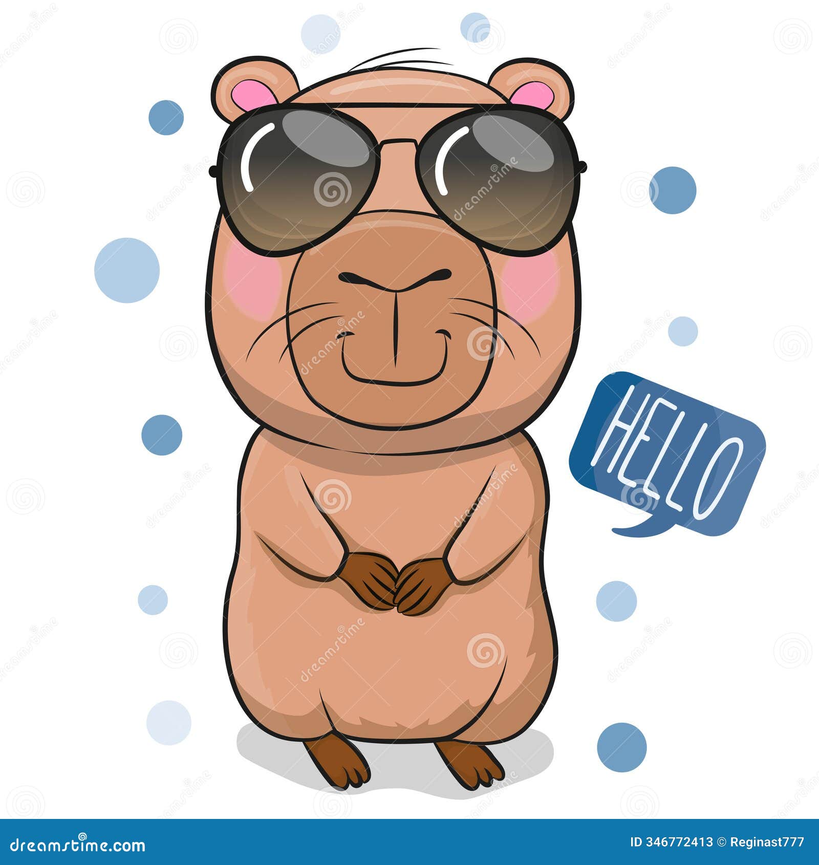 Capybara With Sunglasses Isolated On A White Background Cartoon Vector ...
