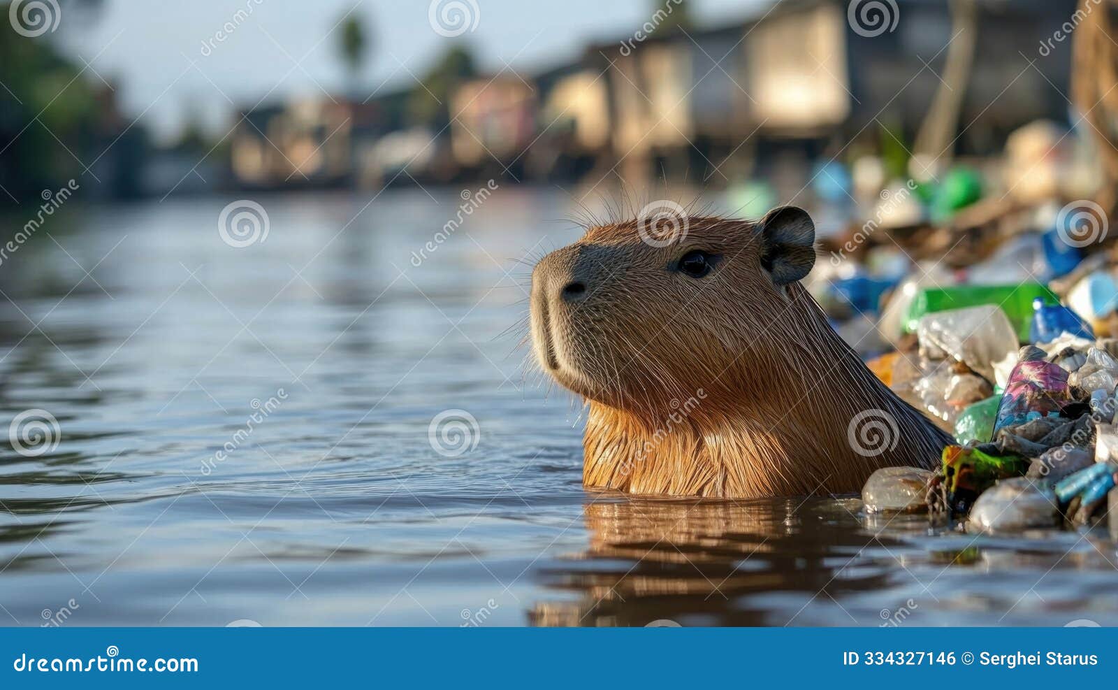 Capybara Swimming Into River In National Park Royalty-Free Stock Image ...