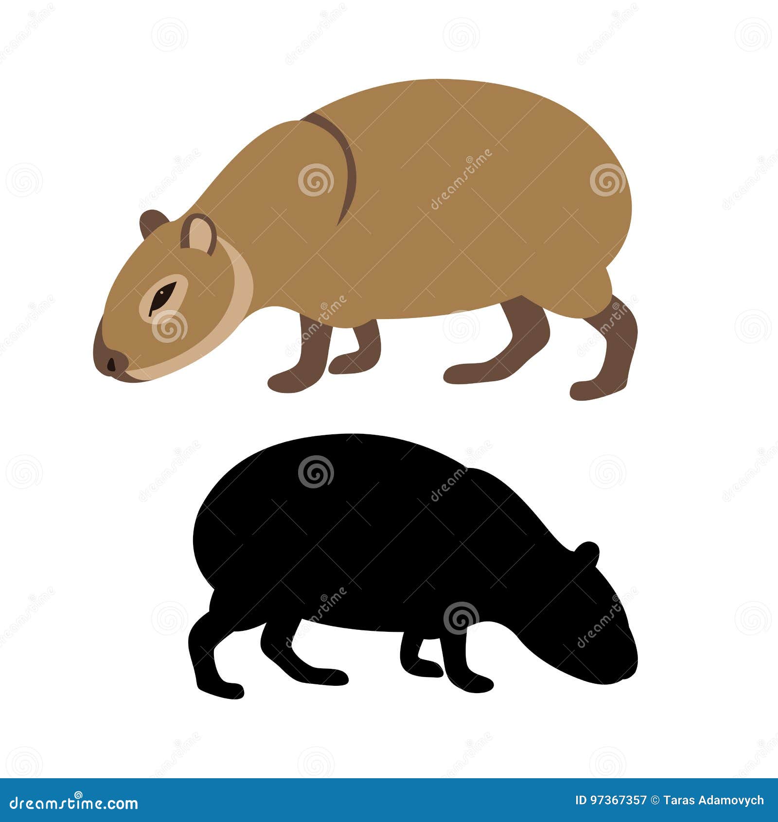 Capybara Vector Illustration Flat Style Silhouette Stock Vector ...