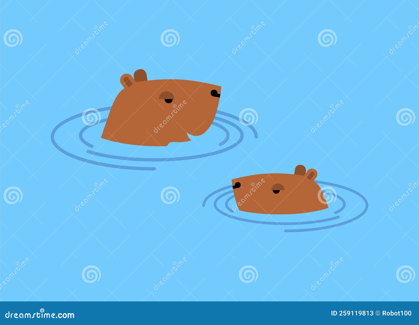 Capybara in Water. Guinea Pig Swims Stock Vector - Illustration of ...