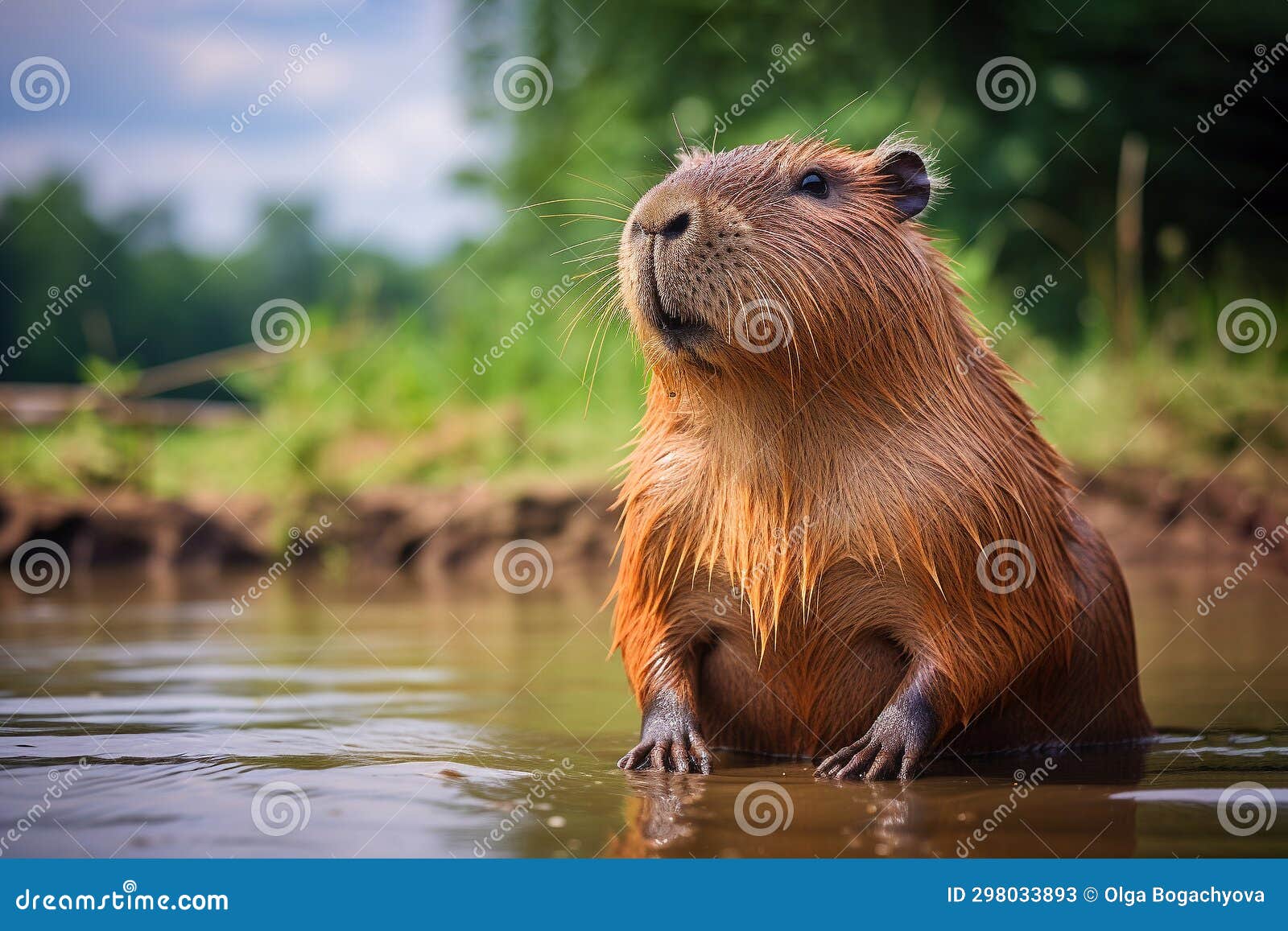 Capybara in Water Wild Animal Stock Illustration - Illustration of ...