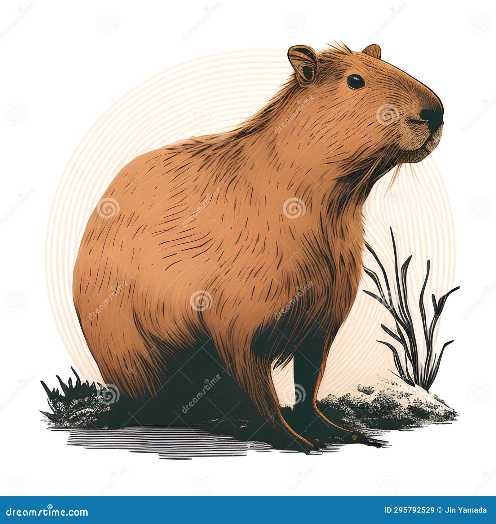 Capybara on a White Background. Vector Illustration in Retro Style ...