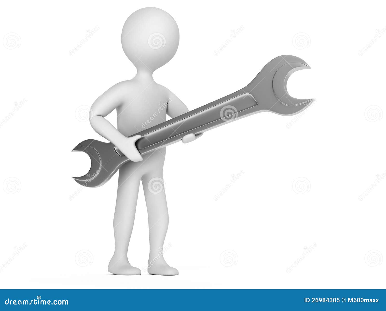 Carácter con una llave stock de ilustración. Ilustración de herramienta ...