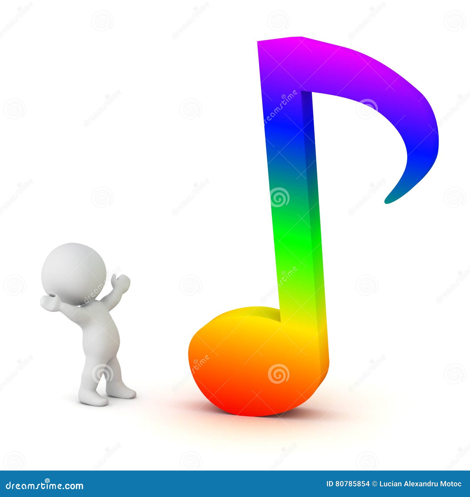 Carácter 3D Y Nota Musical Grande Stock de ilustración - Ilustración de ...