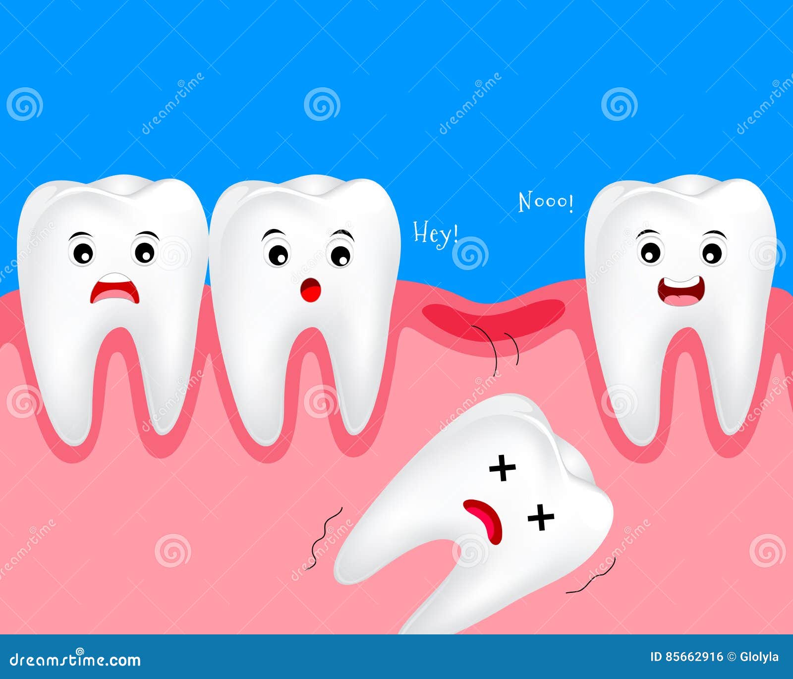 Carácter Lindo Del Diente De La Historieta Ilustración del Vector ...