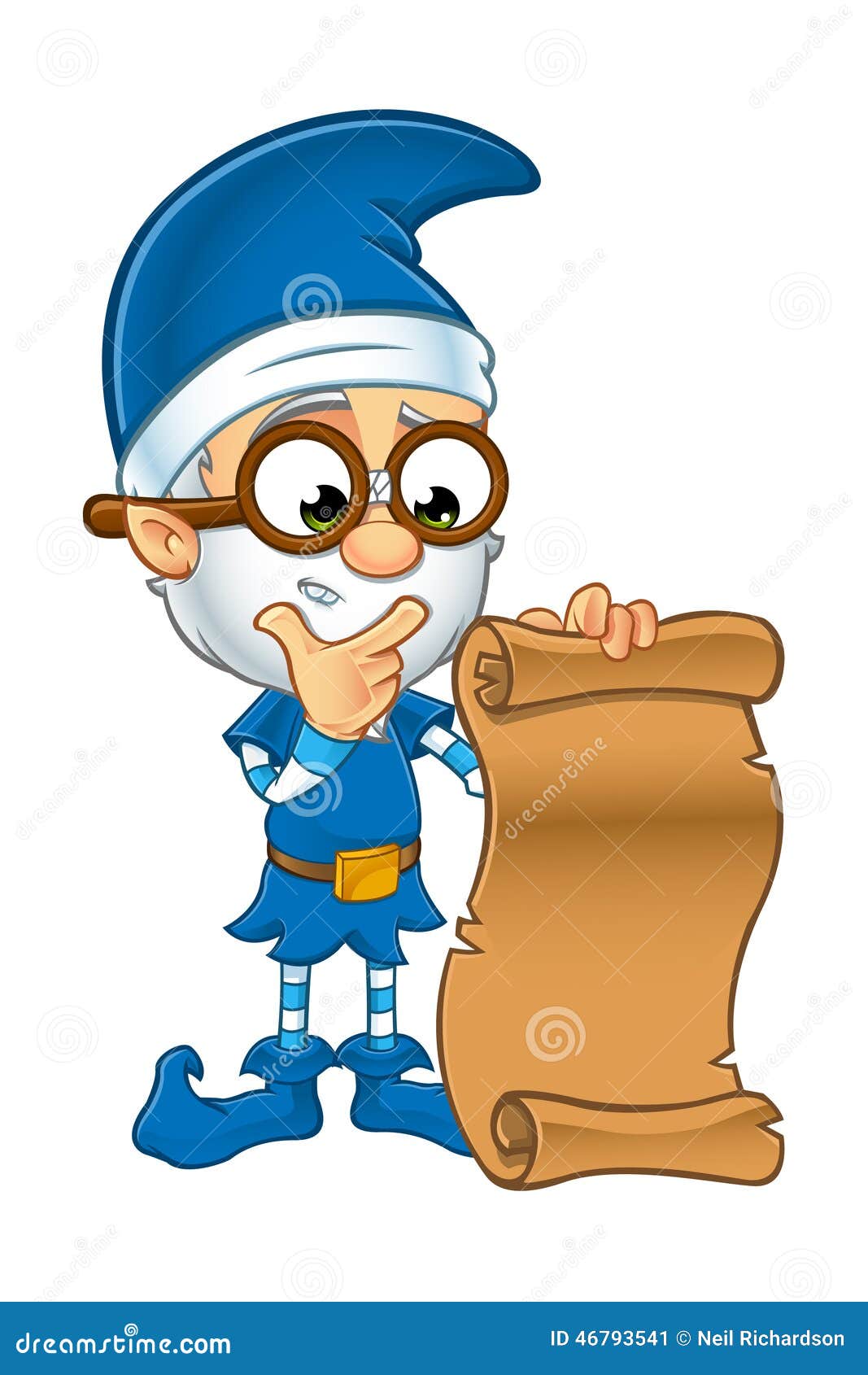 Caráter Velho Do Duende No Azul Ilustração do Vetor - Ilustração de ...