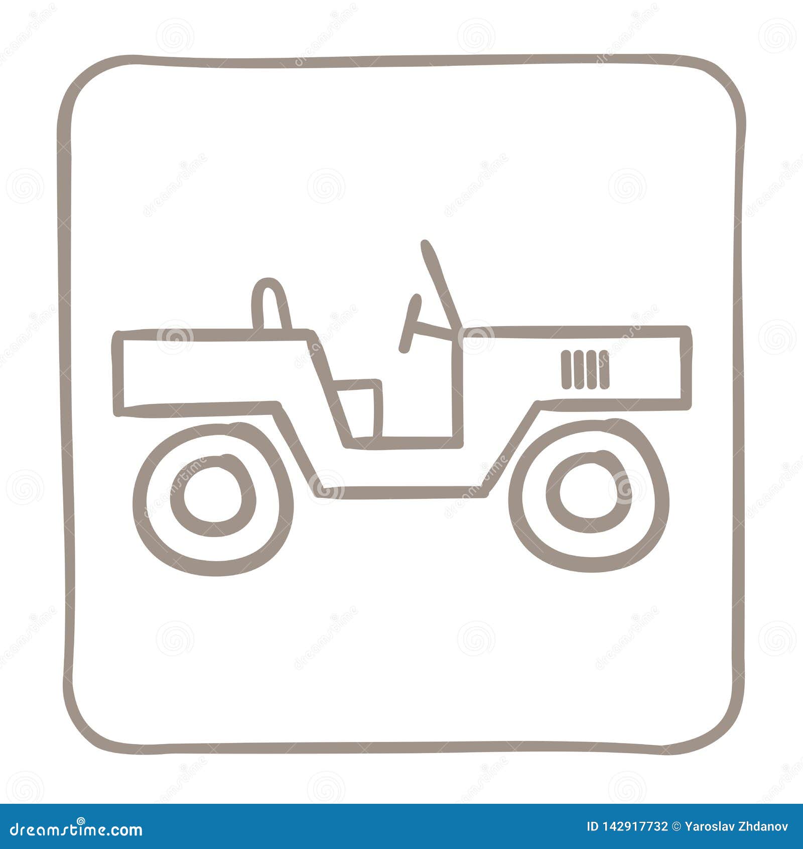 Car Icon in a Light Brown Frame. Vector Graphics. Stock Vector ...