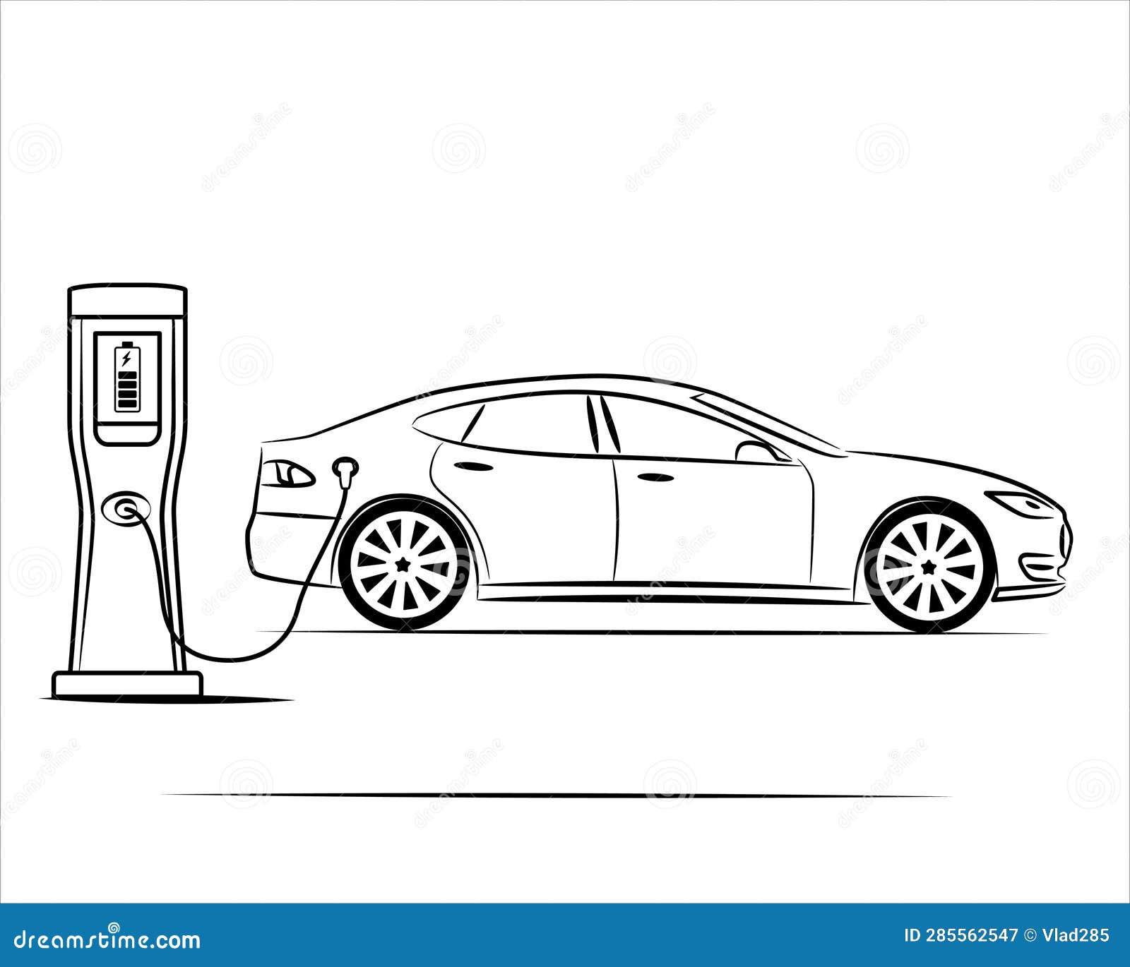 Modern Electric Car and Charging Station Stock Vector - Illustration of ...
