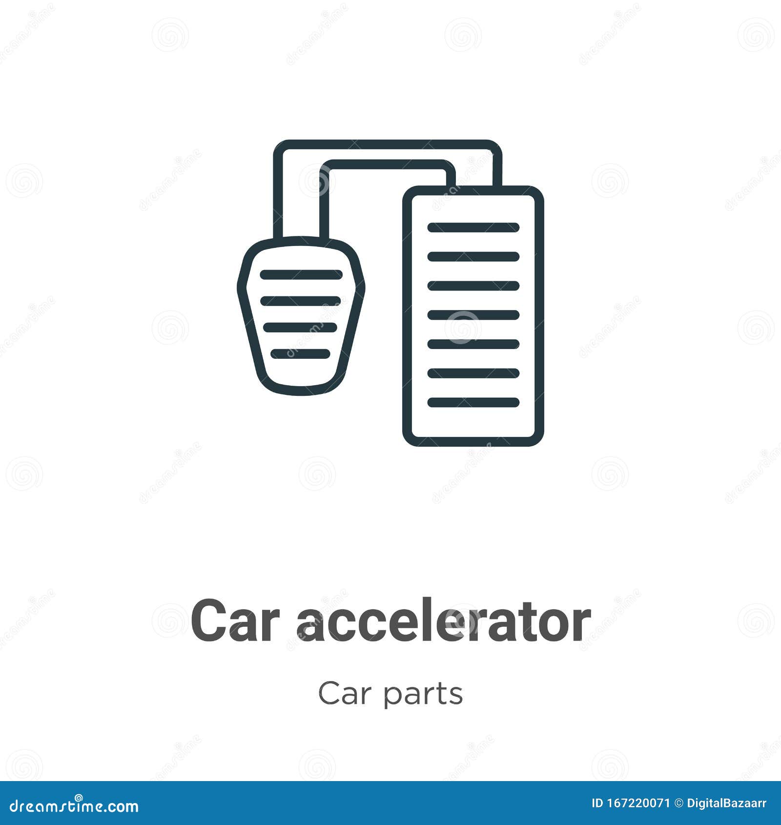 Outline Car Accelerator Vector Icon. Isolated Black Simple Line Element ...