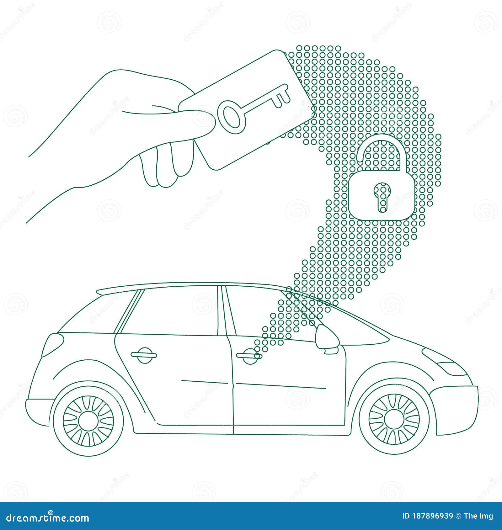 Car Access, Keyless Lock Thin Line Concept Vector Illustration Stock ...