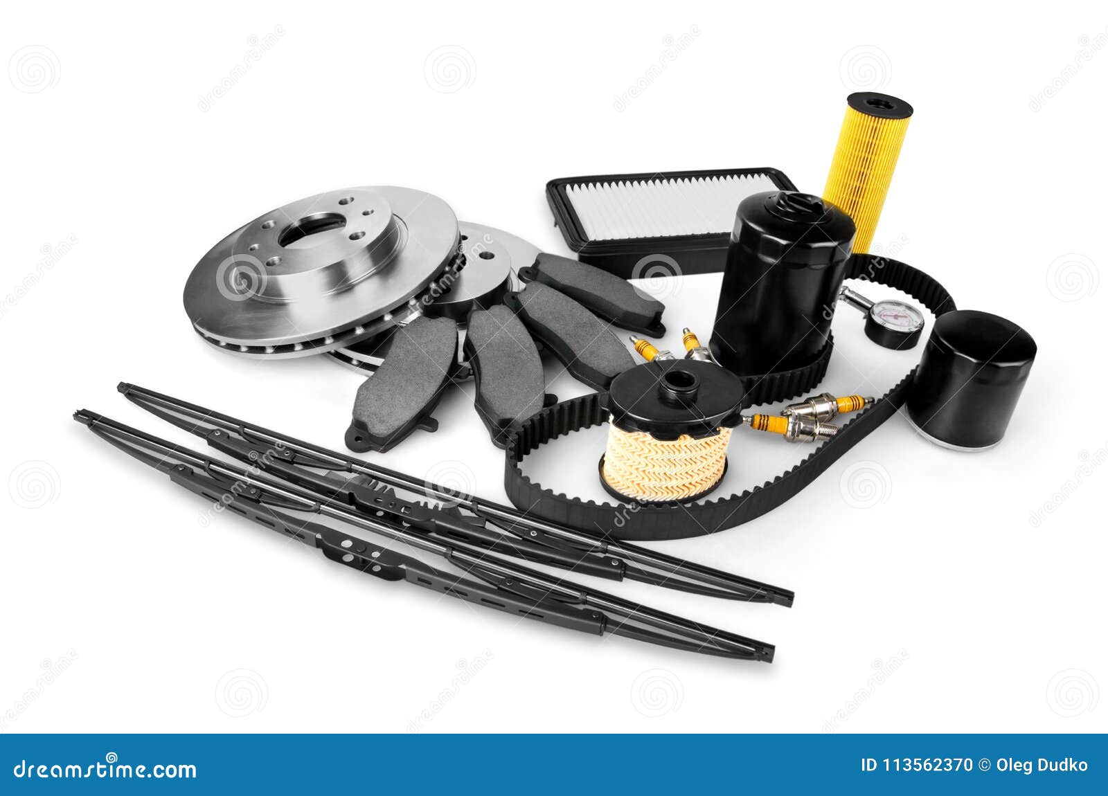 Car Accessories Elements Isolated on White Stock Photo - Image of ...