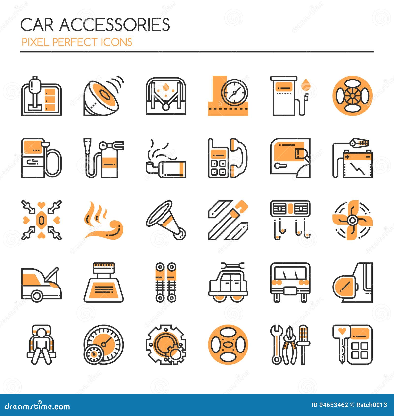 Car Accessories Elements stock vector. Illustration of auto - 94653462