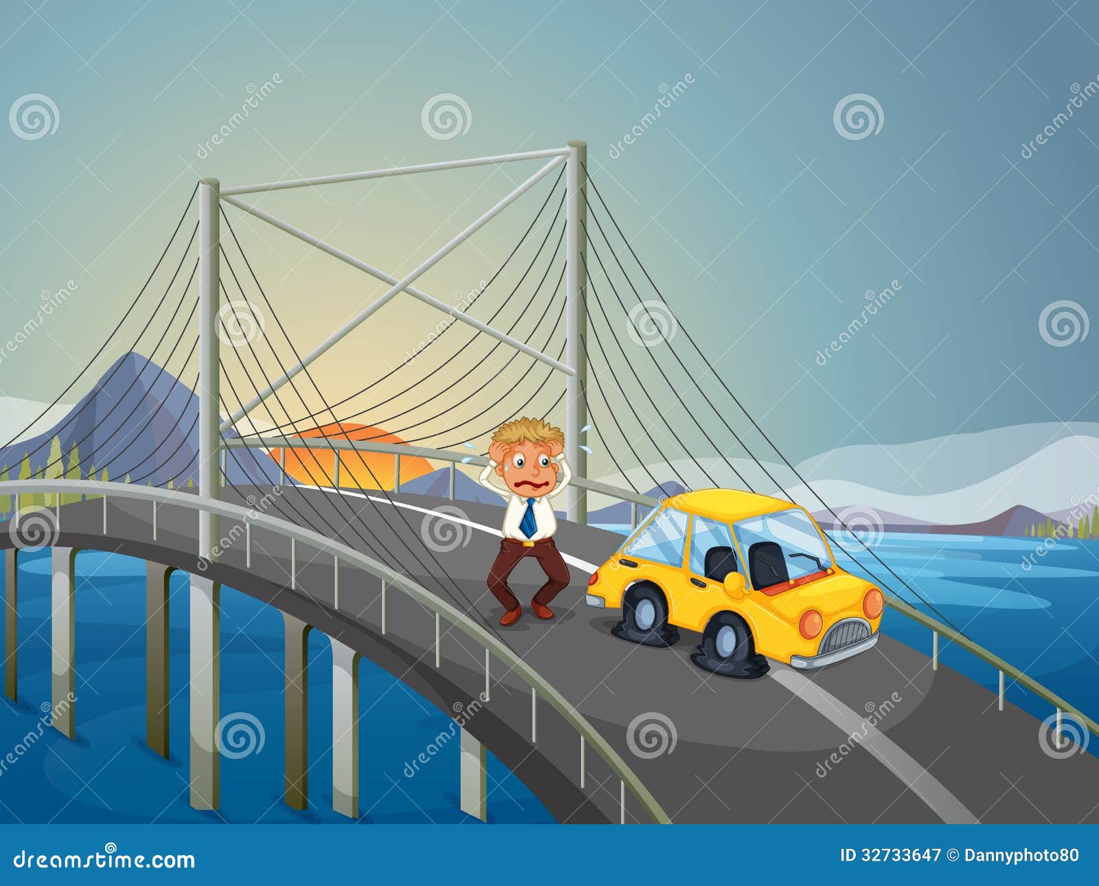 A Car Accident at the Bridge Stock Vector - Illustration of graphic ...