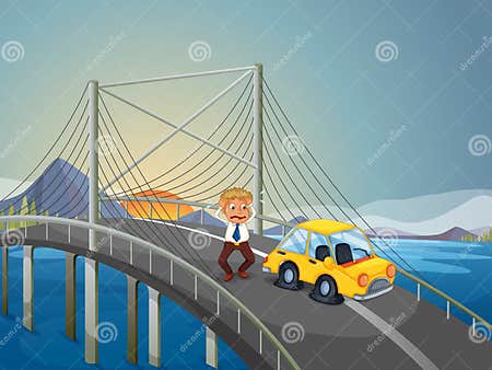 A Car Accident at the Bridge Stock Vector - Illustration of graphic ...