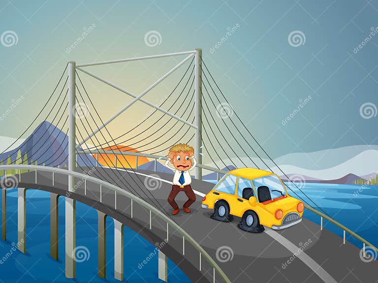 A Car Accident at the Bridge Stock Vector - Illustration of graphic ...