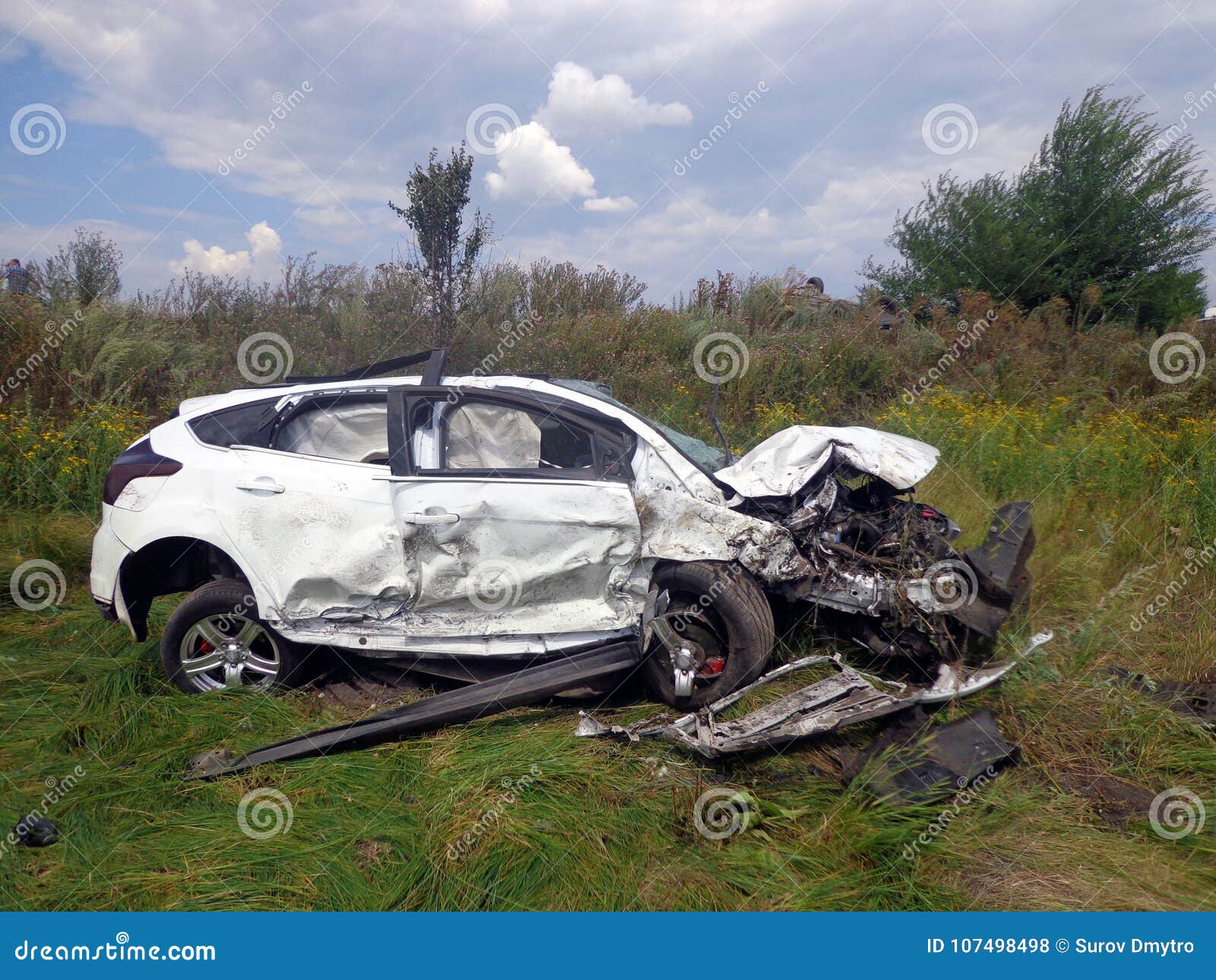 Car Accident. Broken Car with Crash Windshield Stock Photo - Image of ...