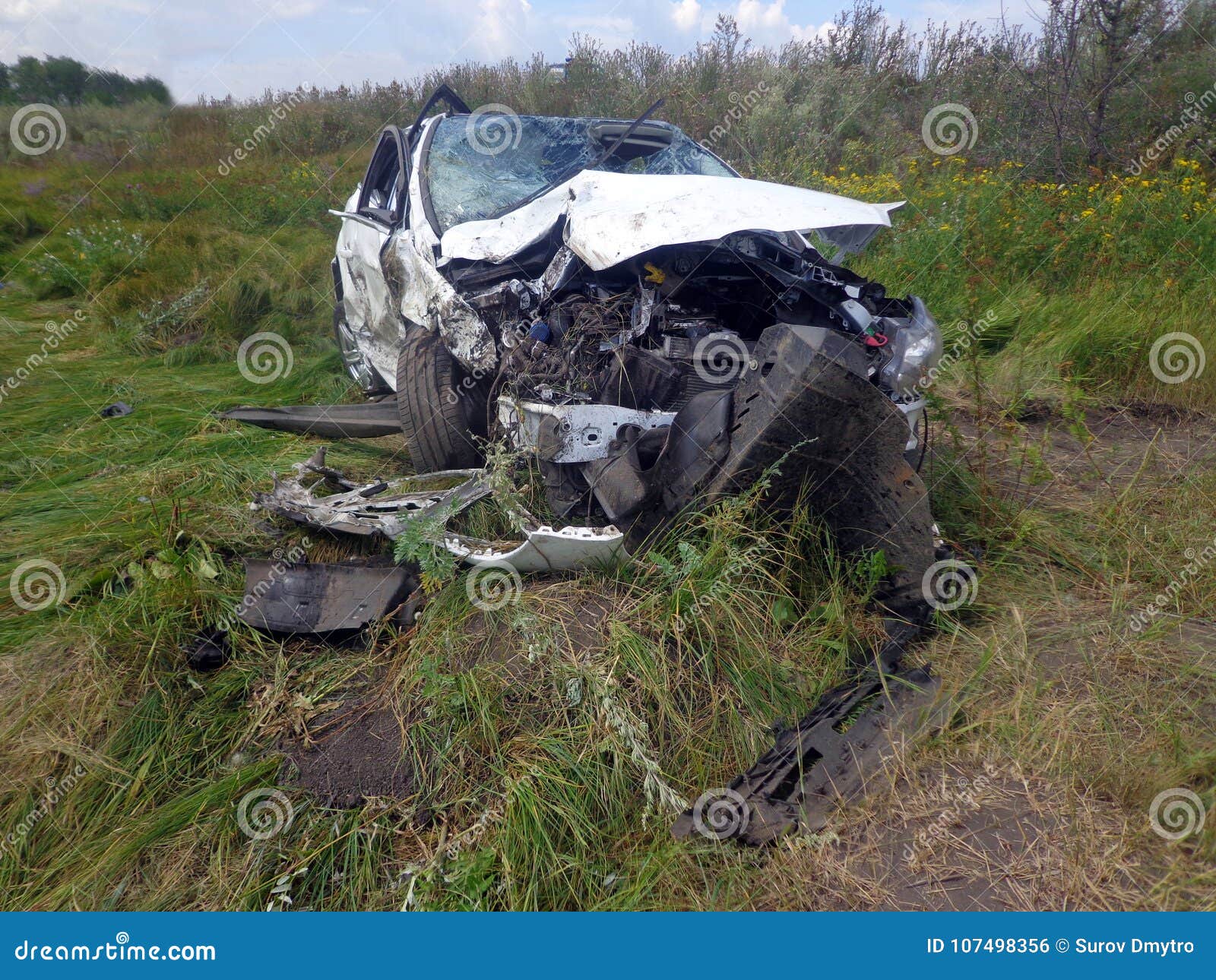 Car Accident. Broken Car with Crash Windshield Stock Photo - Image of ...