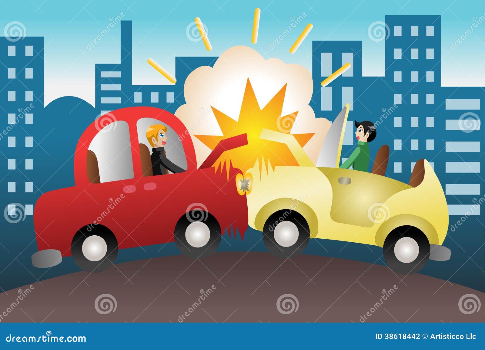 Car accident in the city stock vector. Illustration of accident - 38618442